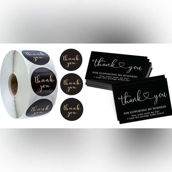 Other | Sleek Black Thank You Stickers 50 And Cards 60 | Poshmark